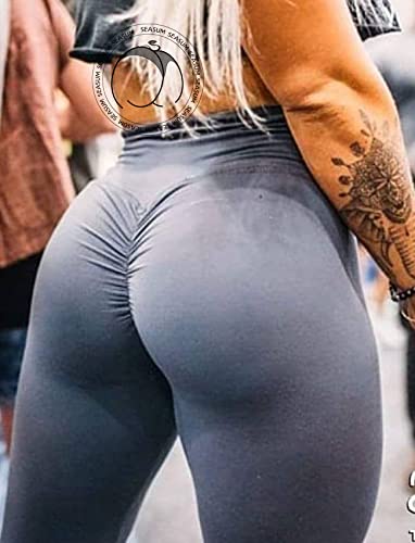 SEASUM Women Scrunch Butt Leggings High Waisted Ruched Yoga Pants Workout Butt Lifting S