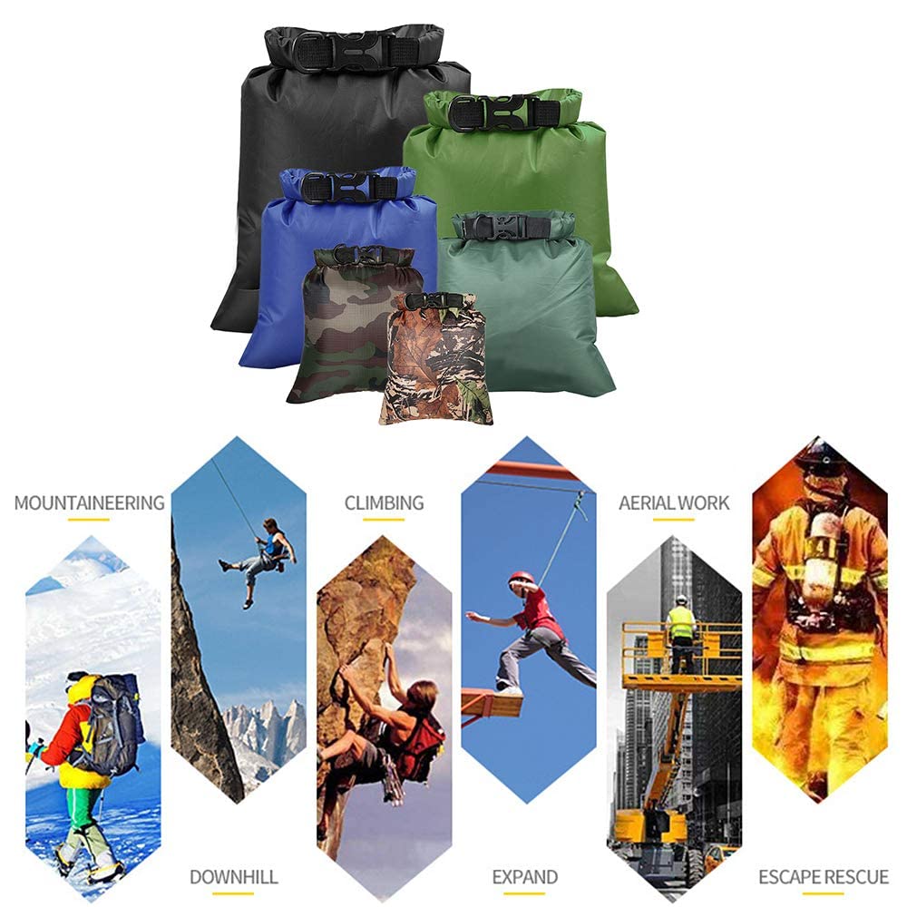 Stuff Sack Set 6-Pack,Outdoor Waterproof Bag Dry Sack for Traveling Hiking Boating (1.5L&2.5L&3.0L&3.5L&5.0L&8.0L)