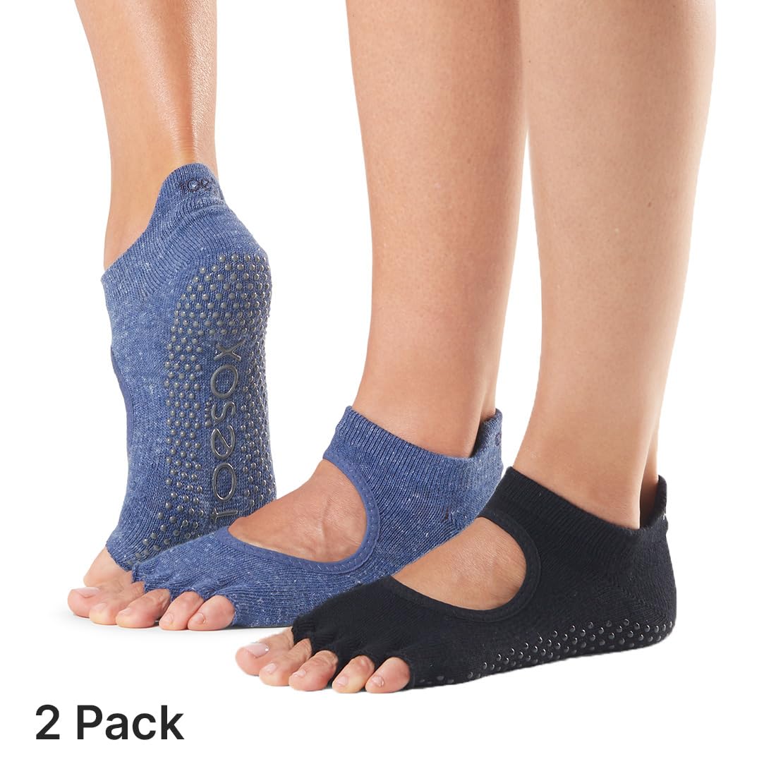 toesox Women's Bellarina Half Toe Grip Socks, Multi Pack - Non-Slip Pilates Socks, Yoga Socks with Grips, Barre Socks, Dance Socks