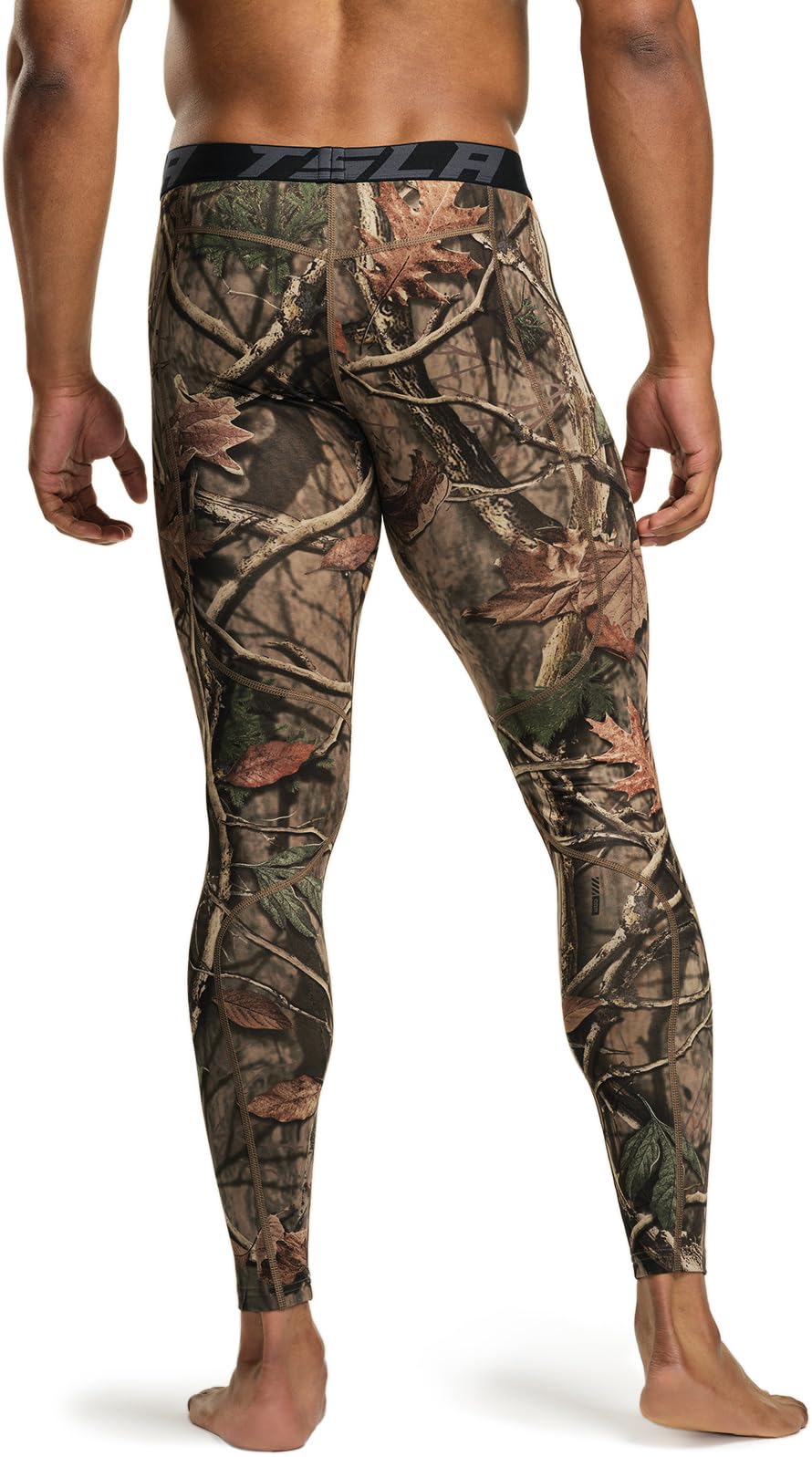 TSLA Men's Thermal Compression Pants, Athletic Sports Leggings & Running Tights, Wintergear Base Layer Bottoms, Heatlock Athletic Print Hunting Camo, Small