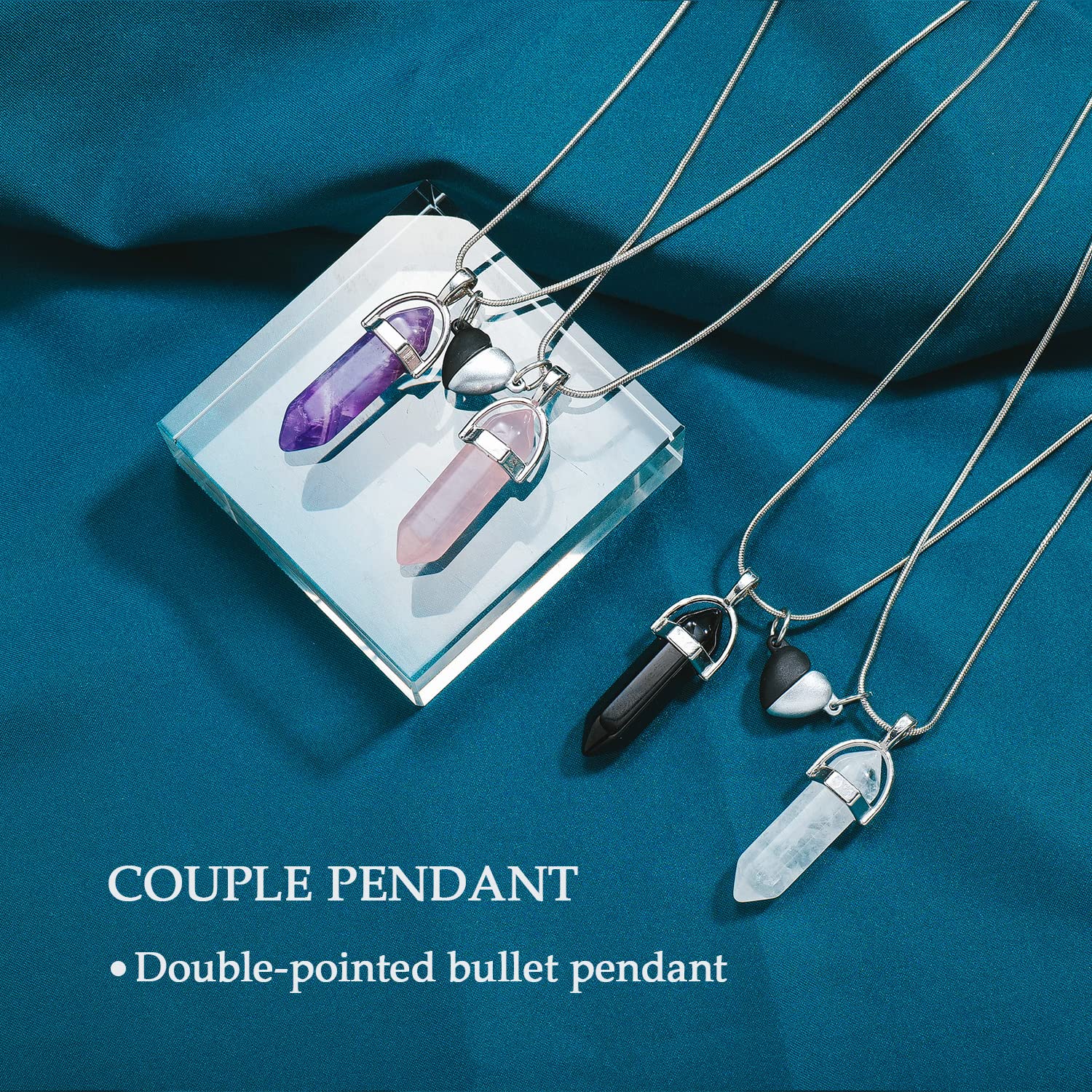 Runyangshi Natural Dream Amethyst Crystal Necklace Natural Crystal Gemstone Pendant Chakra Crystal Healing Stone with Gift Box Package