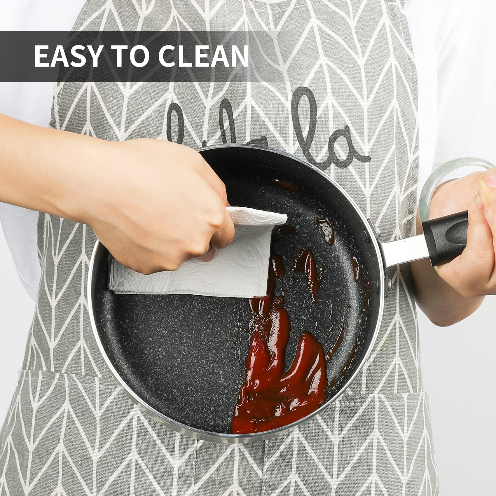RATWIA 2.5 Quart Saucepan with Lid,Ultra Nonstick Sauce Pan 2.5Qt Small Pot with Glass Lid,Great for Home Kitchen Restaurant,Black