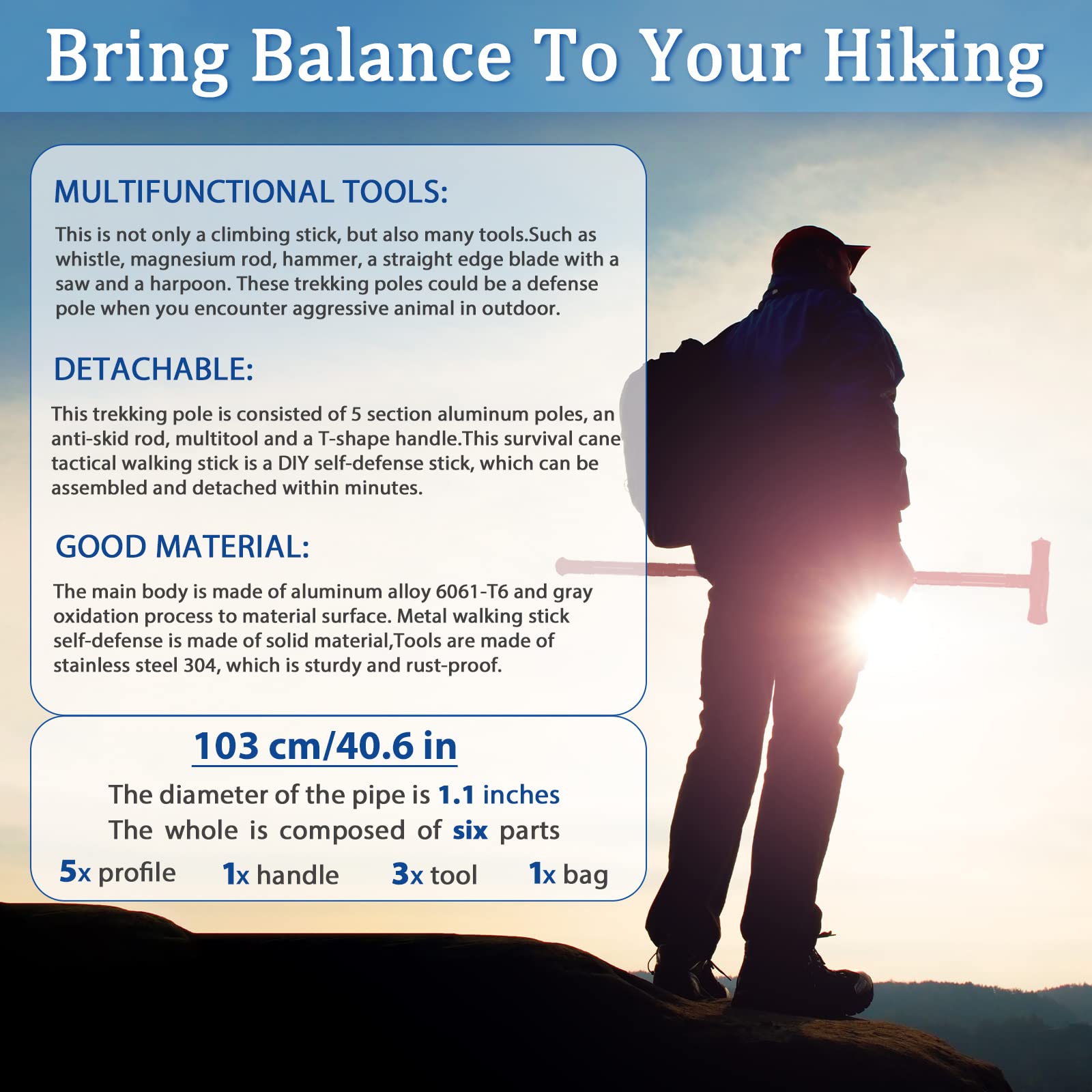 Trekking Pole Trekking Poles for Hiking Carbon Hiking Stick Tactical Outdoor Caming Hiking Walking Stick Tool Version