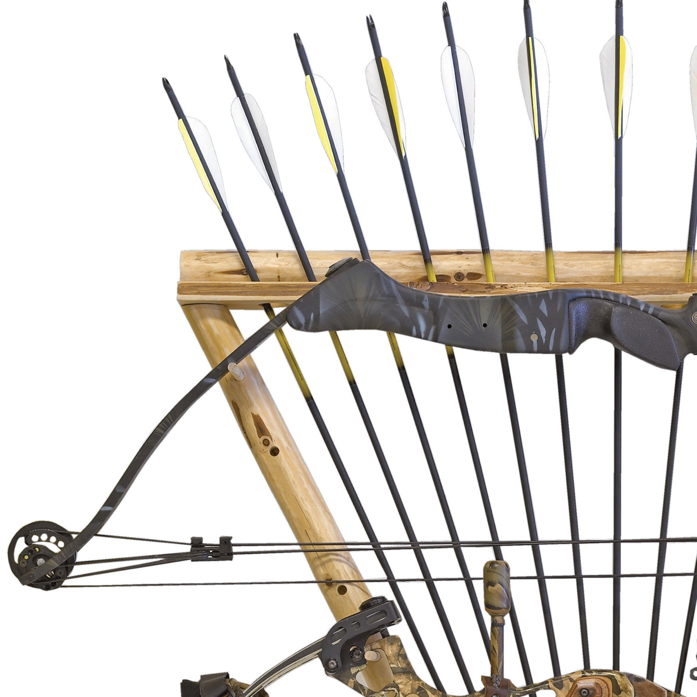 Rush Creek Creations Rustic 2 Compound Bow - 12 Arrow Wall Storage Rack - 5 Minute Assembly - Handcrafted , 31.5β L x 5β W x 32.75β H