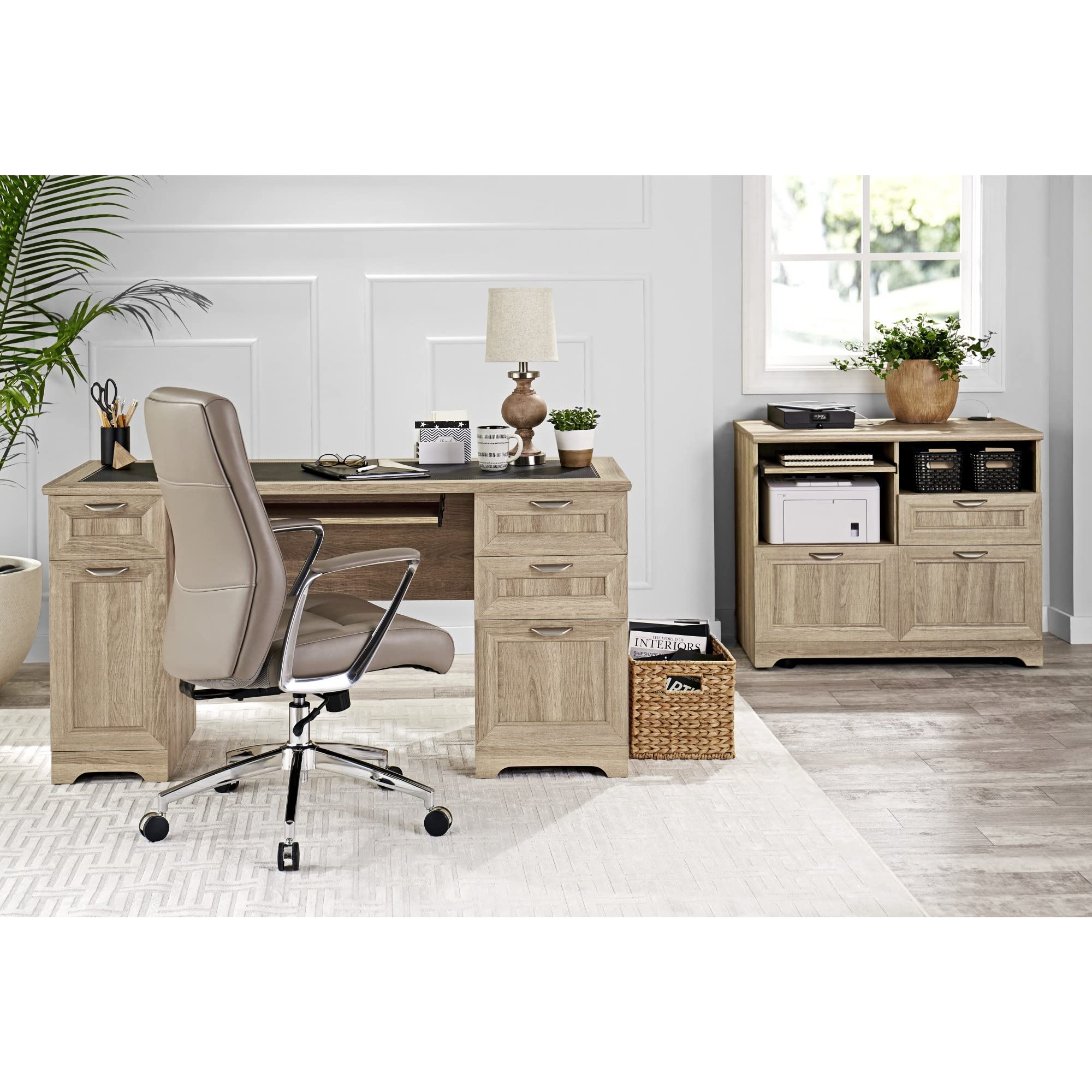 Realspace® Magellan 59"W Manager's Computer Desk, Blonde Ash