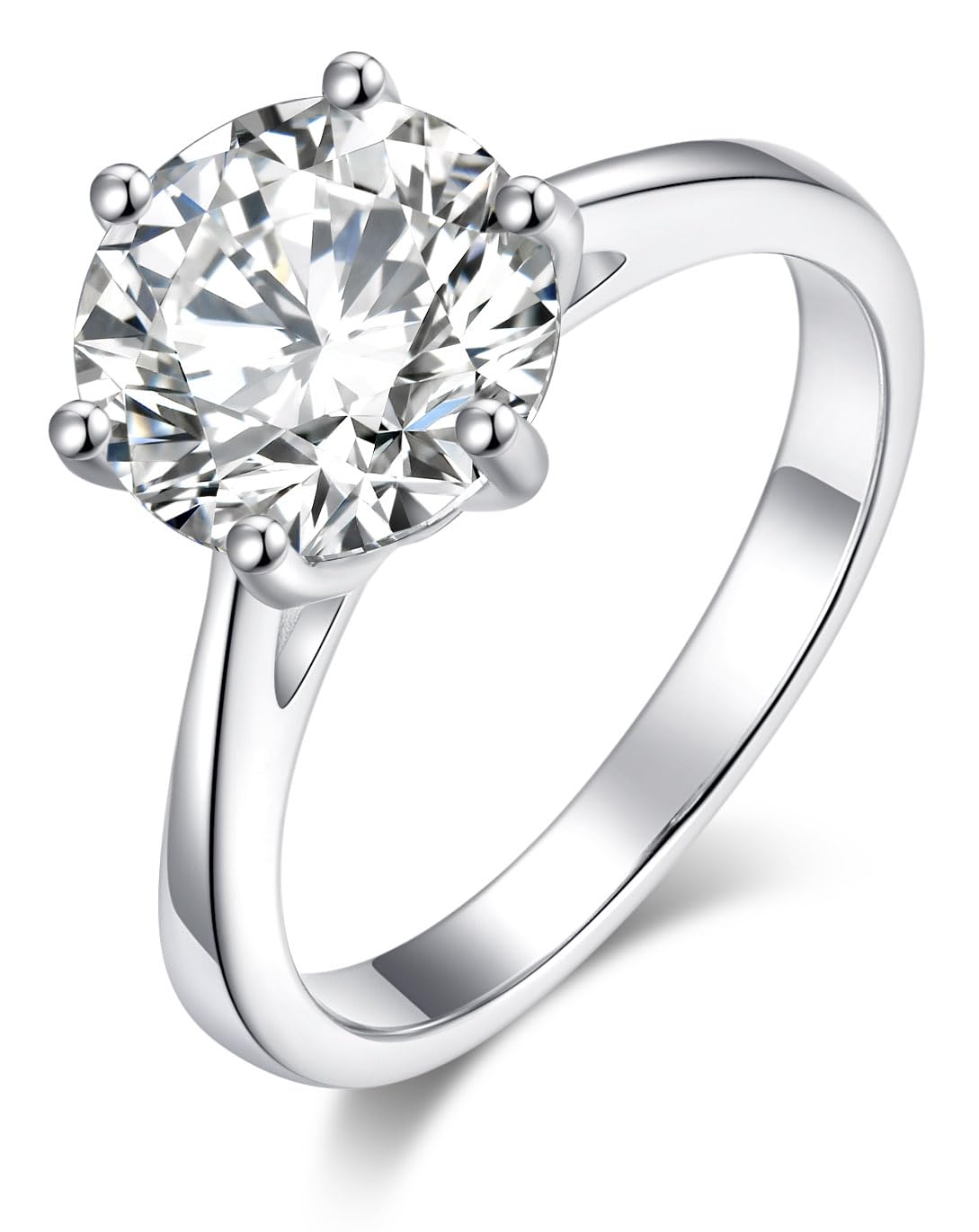 SecreTalk Moissanite Adjustable Engagement Ring 1CT 18K White Gold Plated Silver DF Color Diamond Wedding Ring for Women with Certificate of Authenticity