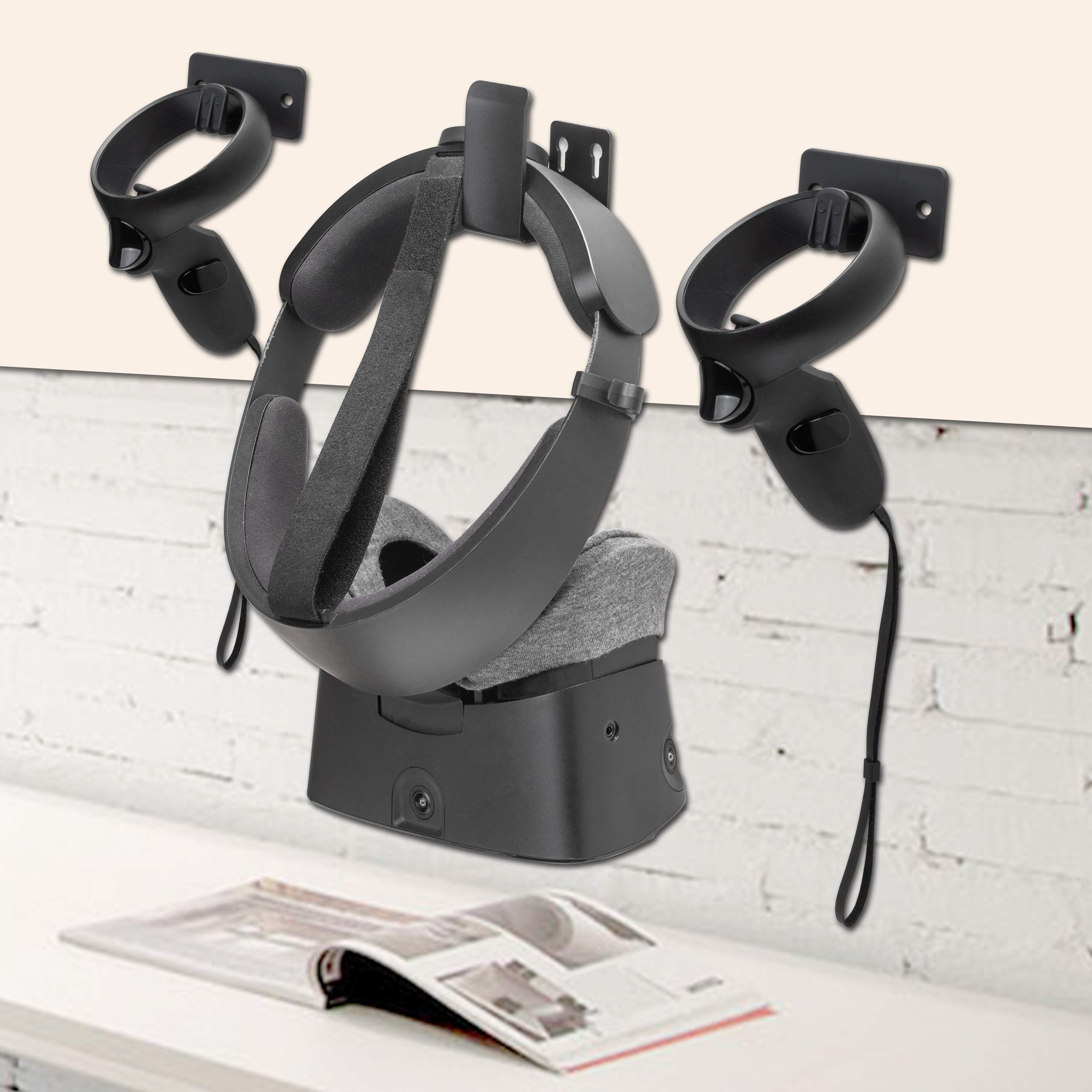 Updated Wall Mount Stand and Organizer for Oculus Quest 2 & Oculus Rift S & Valve Index &Oculus Quest 1 Gen &HTC Vive Pro