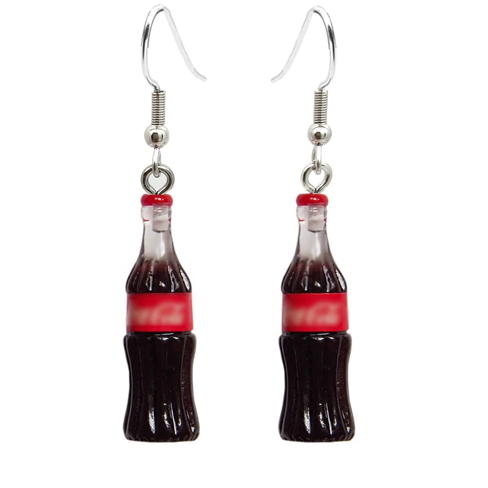 TUSHUO Fashion Creative Simulation Bottle Earrings for Minimalist Women Gift Jewelry (Red)