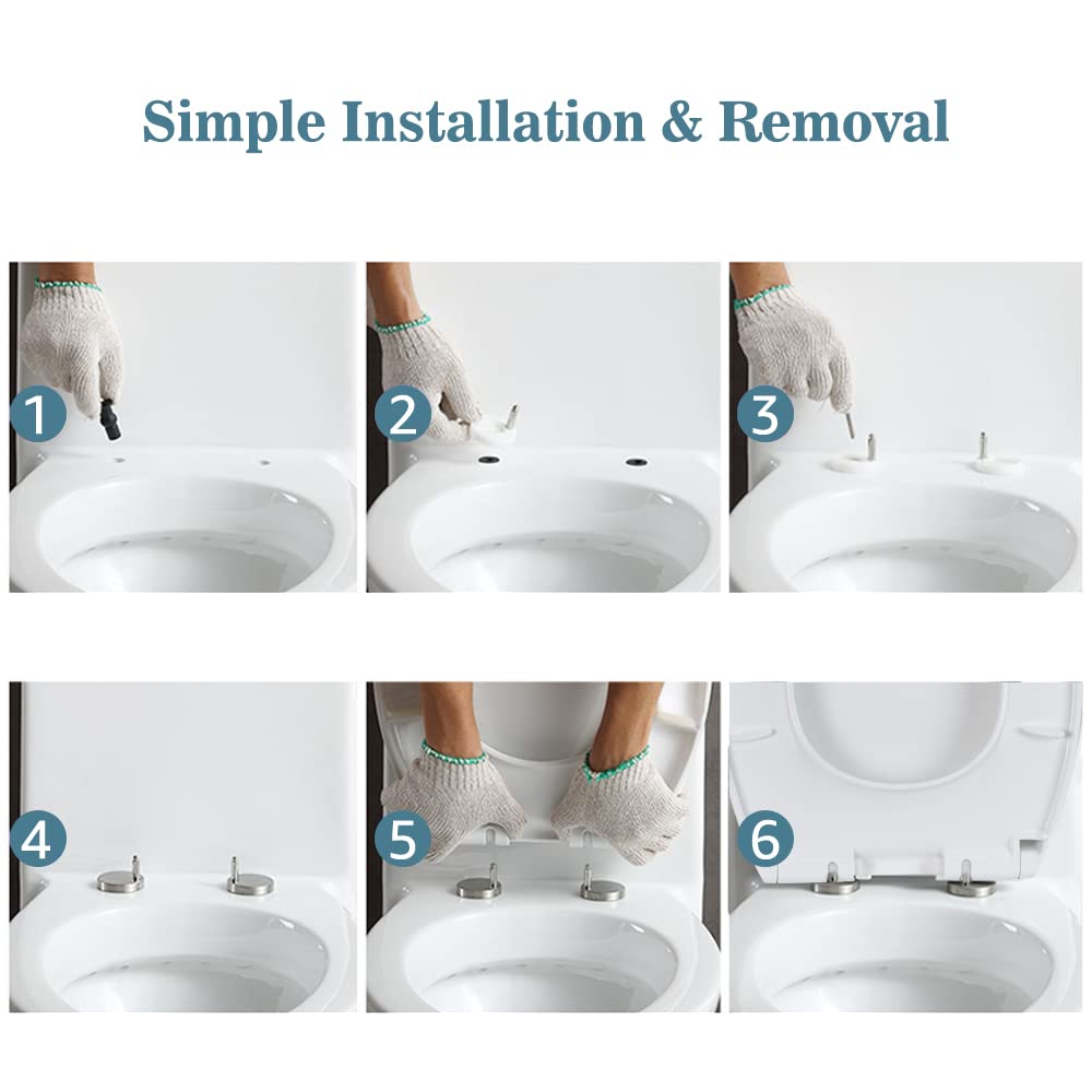 Toilet Seat Elongated Soft Close with Quick Release Hinges MUYE Never Loosen White Toilet Seats No Slamming Easy Installation & Clean
