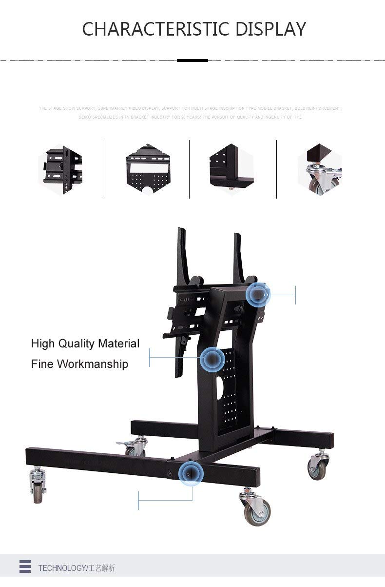 sunter98 Rolling TV Mount Stand Trolley 32-65inch Plasma Screen LED LCD Monitor Low Height Stand Cart D750