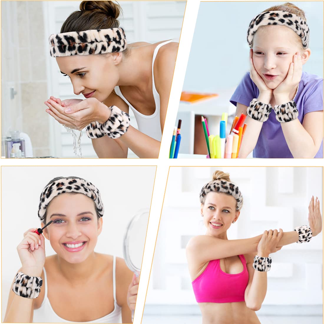 Yukago Headband and Wristband Set for Washing Face Keep Water from Running Down Your Arms 5 Pack