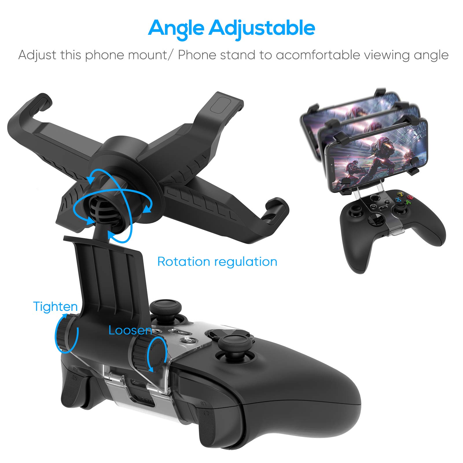 Upgraded Controller Phone Mount Compatible with Xbox Series X/S Controller, YUANHOT Cellphone Clip Holder with Adjustable Bracket Compatible with Xbox Series X/S, One, One X/S Controller