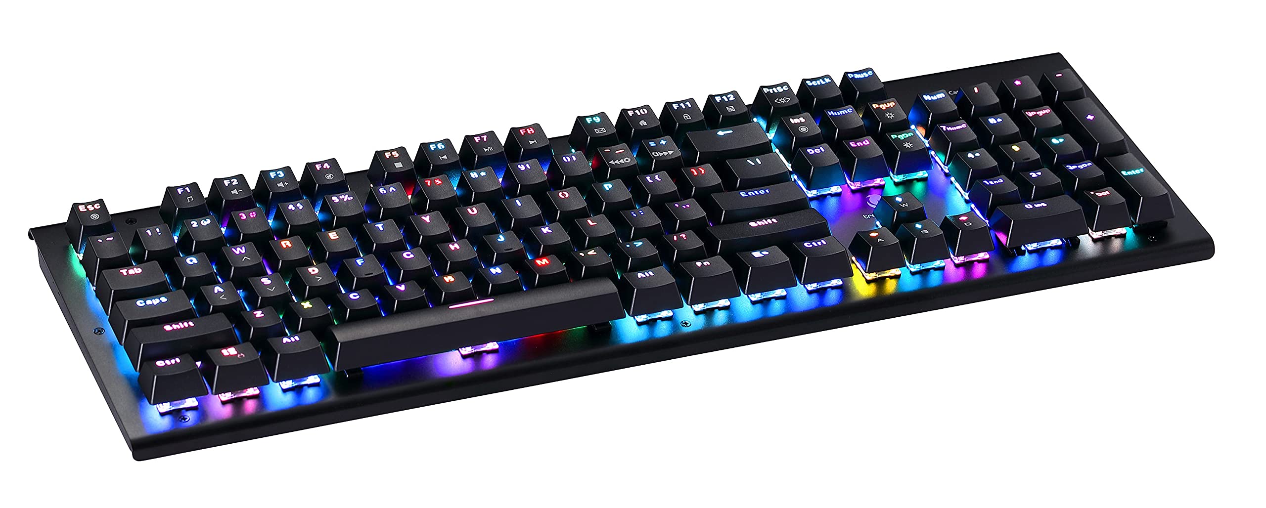 Trendy Wag Mechanical Gaming Keyboard Wired RGB Backlight Aluminum Base 104 Anti-Ghost Keys Blue Switches Multimedia Macros for Mac & Windows - Full Size