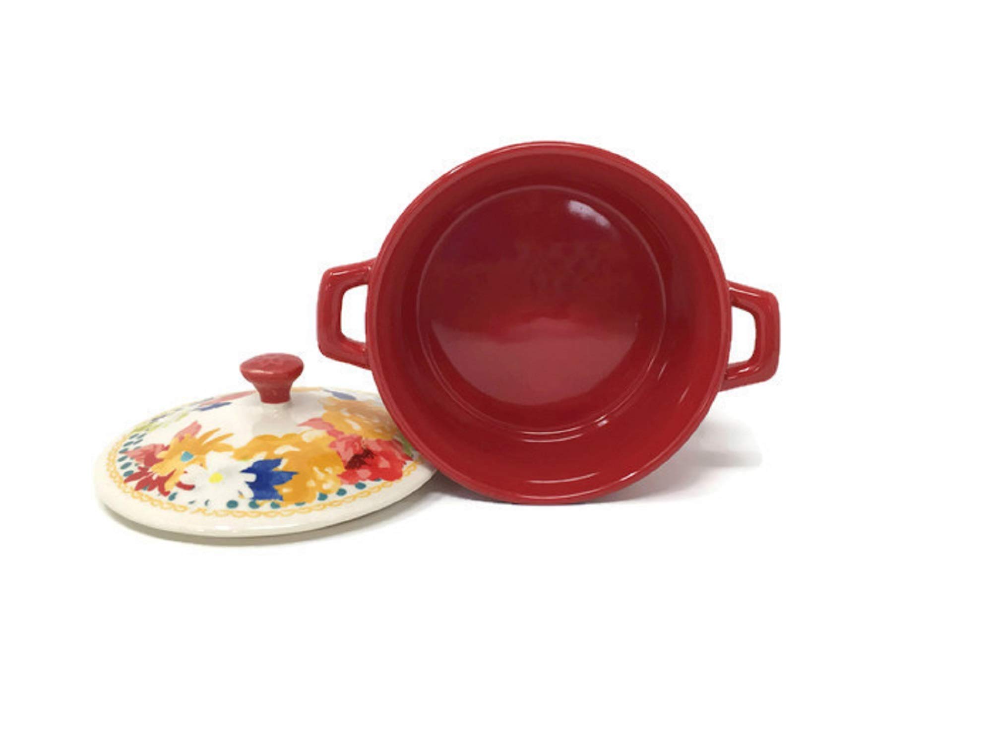 Pioneer Woman Mini Casserole with Lid - Fiona Floral Red