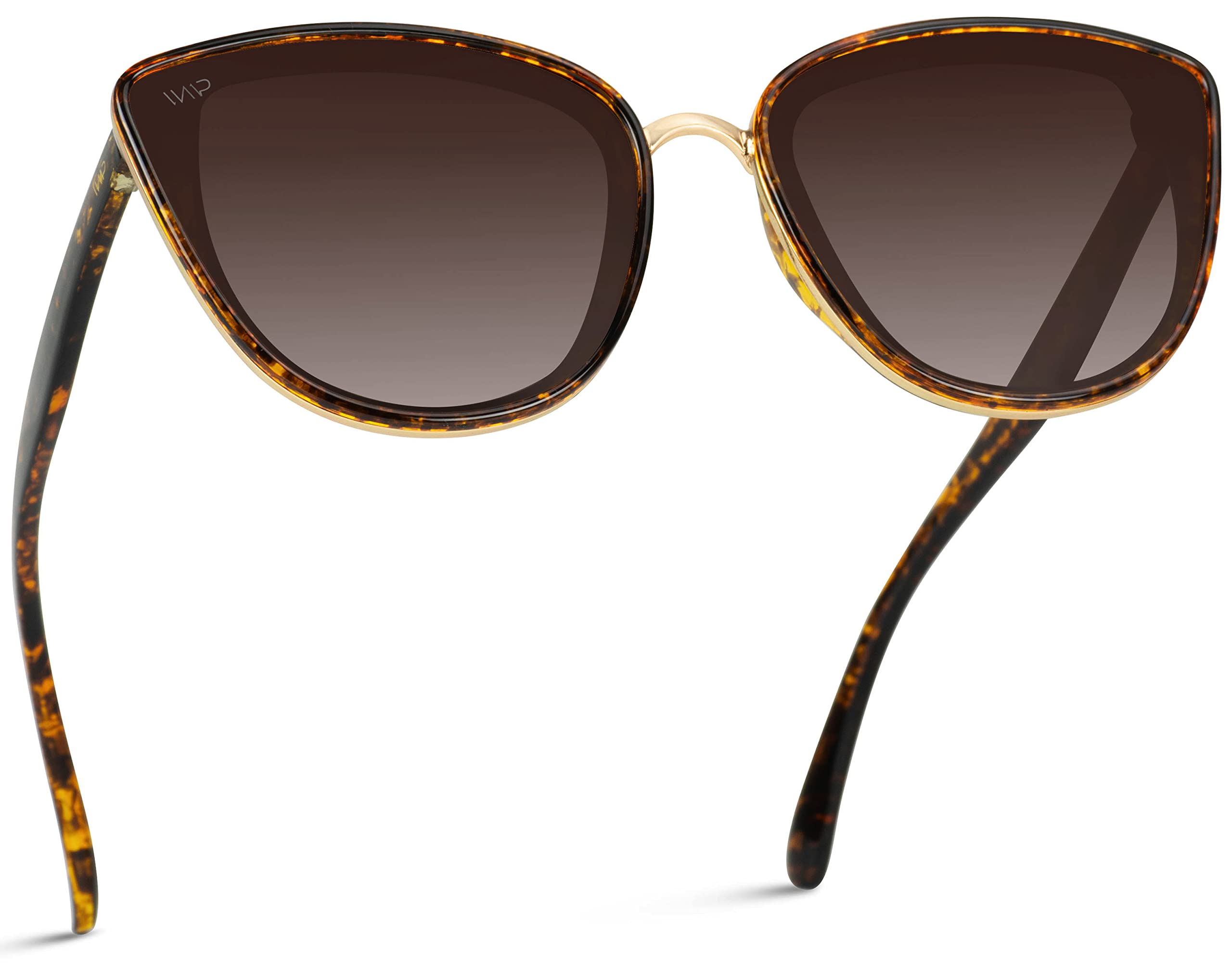 WearMe Pro - Classic Women Oversized Metal Frame Elegant Mirrored Lens Cat Eye Sunglasses (Black Frame/Black Lens, 60)