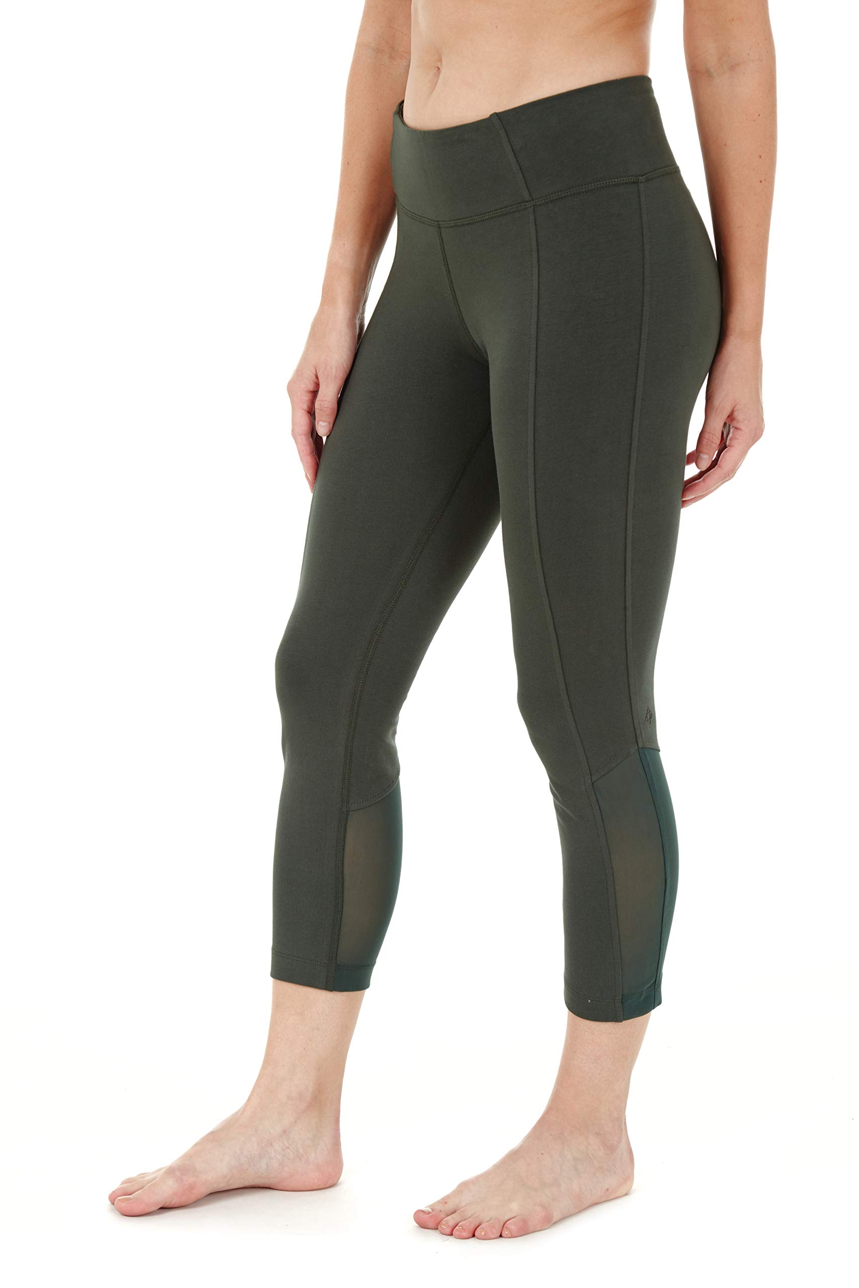 Satva Women's Super Soft Organic Cotton Yoga Capri Crop Pant Legging with Hidden Pocket - Amethyst Capri, Emerald, X-Small