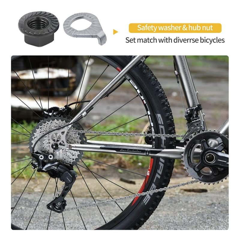 YINARONG Bicycle Hub Flanged Axle Nut and Safety Washer Kit, 3 Size for Front and Back Bike Wheel