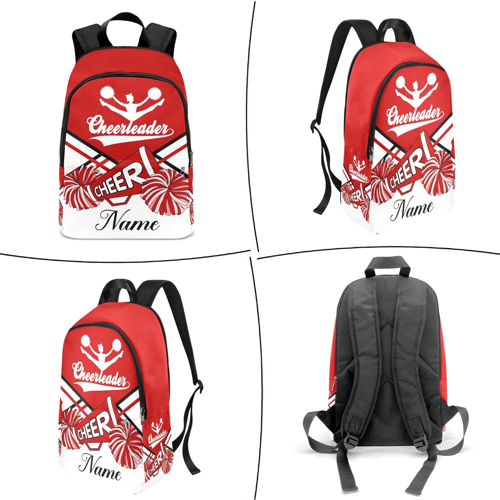 zaaprintblanket Personalized Cheerleader Cheer White Red Backpack Casual Daypack Bag for Man Woman