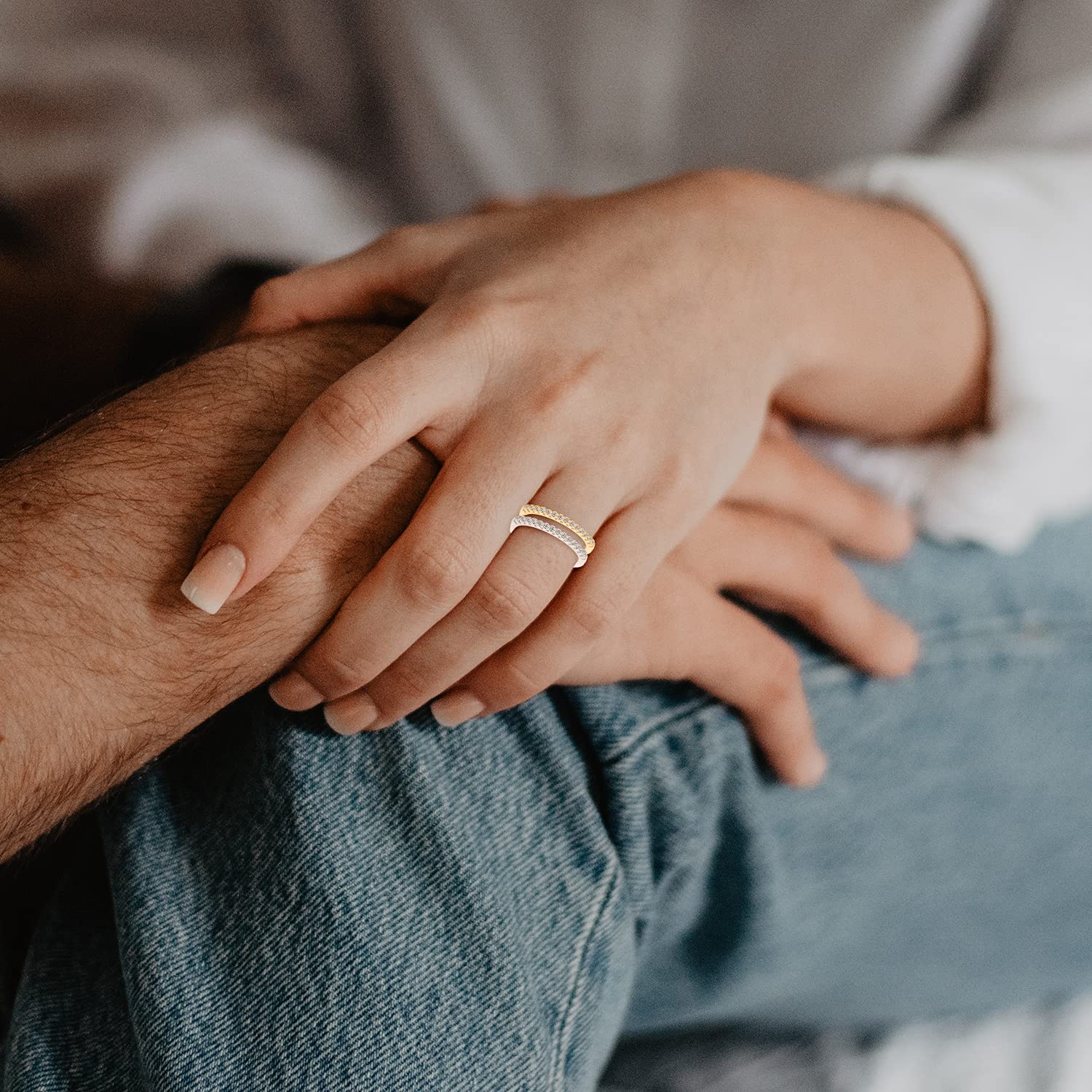 Vinjewelry 1.5mm Wedding Band for Women Moissanite Eternity Ring 18K Rose Gold Plated Sterling Silver Classic Engagement Rings Stackable Anniversary Promise Statement Ring Gift for Her Size 8