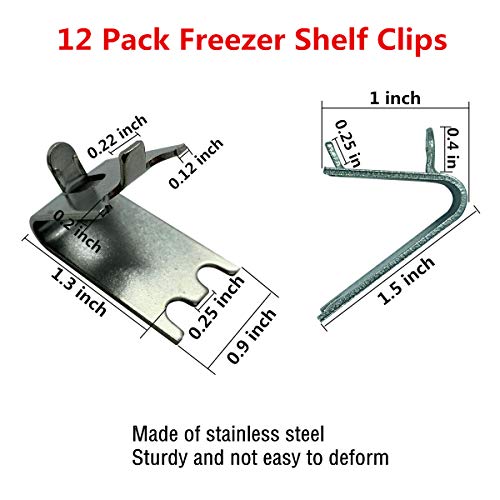 PiPaFOX 20158 Freezer Shelf Clips 12 Pack Stainless Steel Square Support Clip Freezer Cooler Shelf for Refrigerator