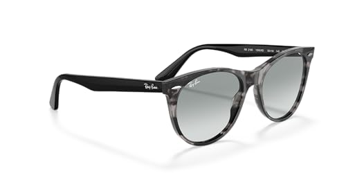 Ray-Ban Rb2185 Wayfarer II Evolve Polarized Round Sunglasses, Grey Havana/Photochromic Azure Gradient Blue, 52 mm