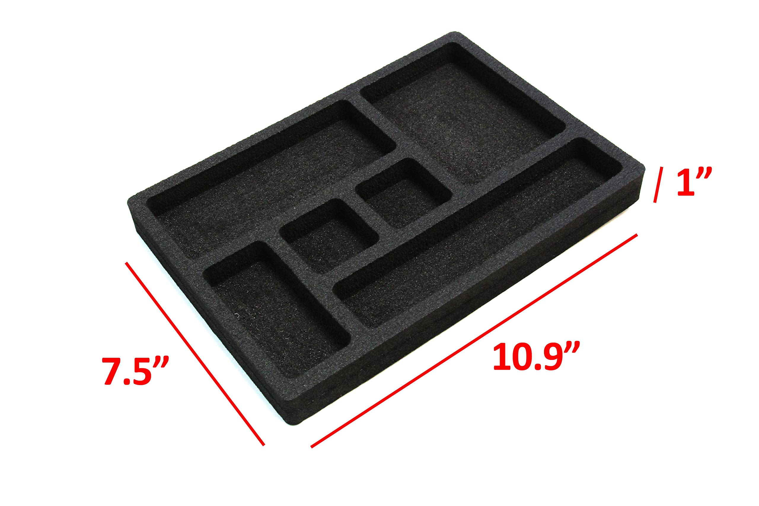 Polar Whale 2 Pack Desk Drawer Organizer Tray Insert Pen Pencil Notes Holder for Office or Home Waterproof Washable 7.5 X 10.9 X 1 Inches 6 Compartments Black Pair Set