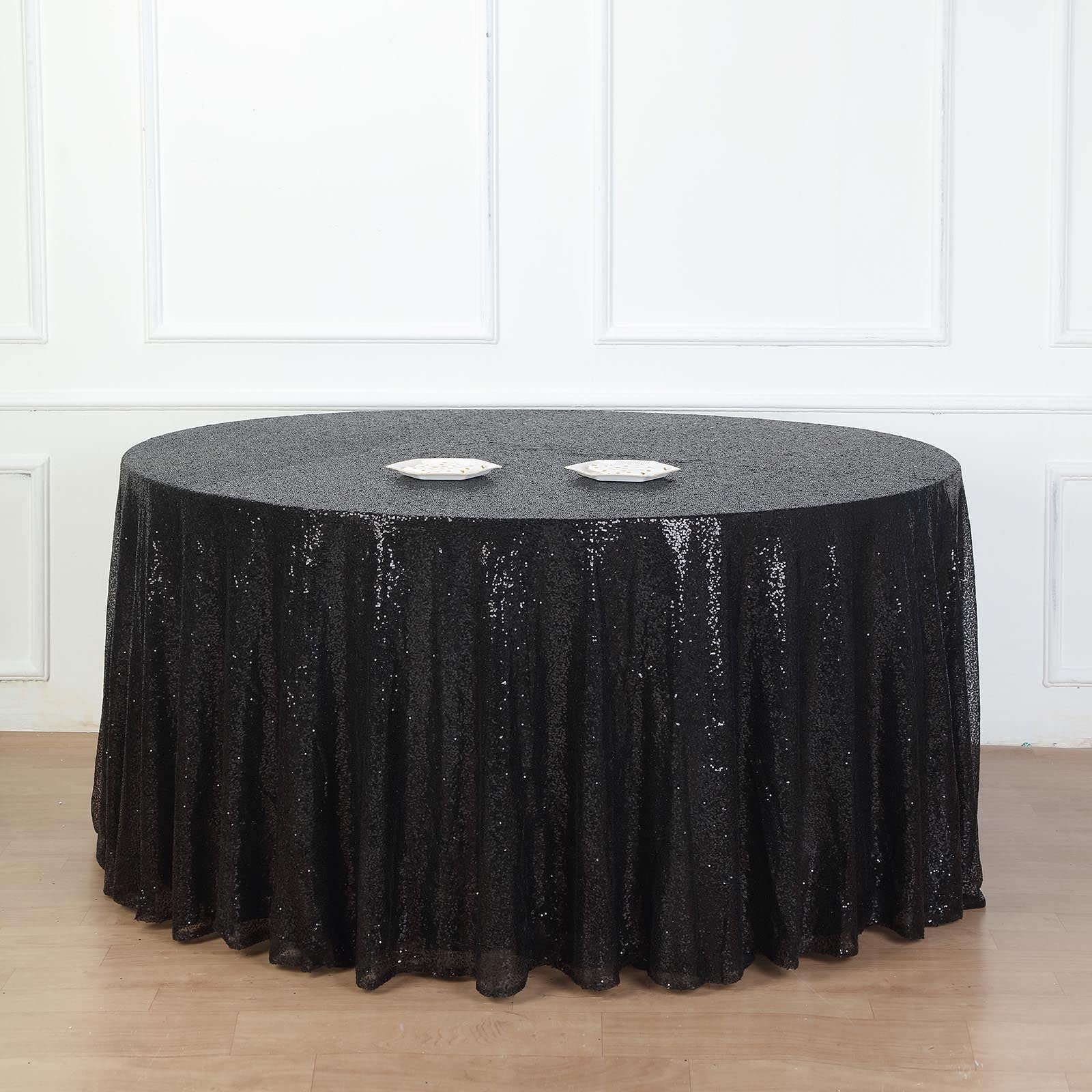 Tableclothsfactory 132" Wholesale Premium Table Cover Sparkly Sequin Round Tablecloth for Wedding Banquet Party Home Decor - Royal Blue