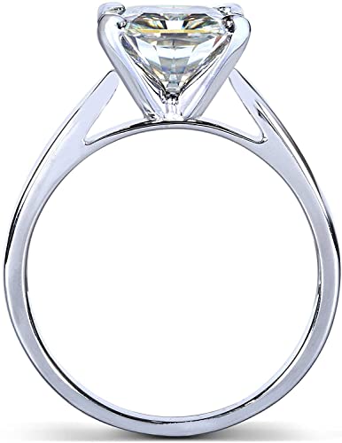 VINSON Princess 1.70 Ct Moissanite Solitaire Peg Head Cathedral Engagement Silver Ring (5.5)
