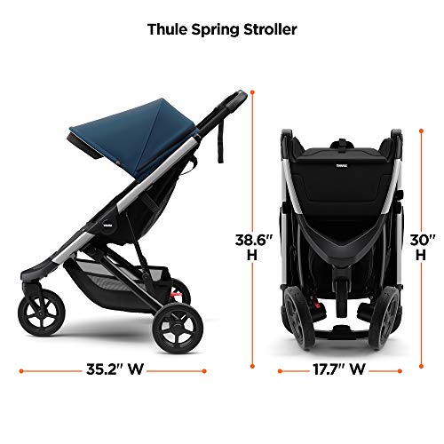 Thule Spring Stroller - Compact Baby Stroller Perfect for Everyday Use - Features 5-Point Harness, Lightweight and Compact Design, Vented Canopy with See-Through Mesh, Padded Reclining Seat