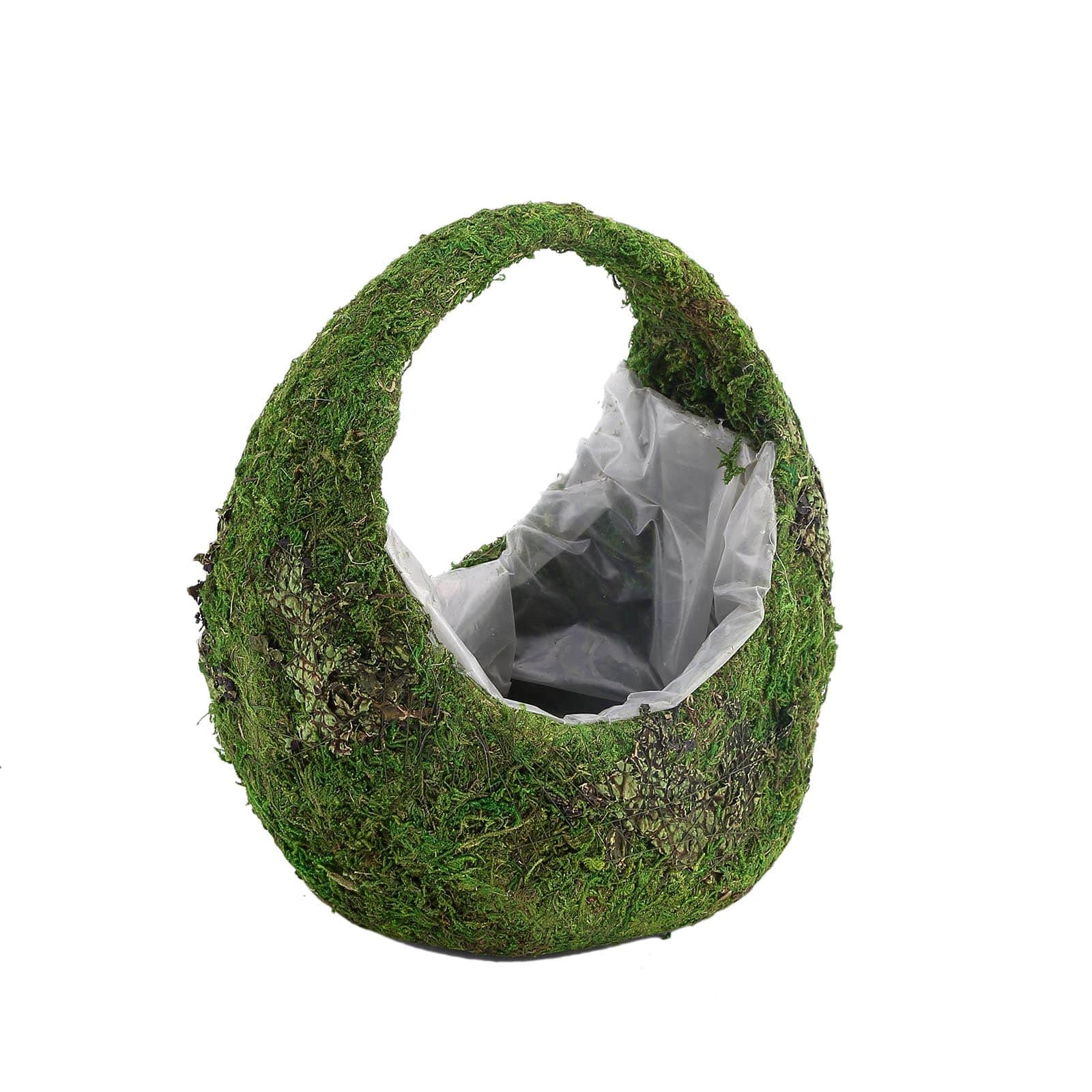 TABLECLOTHSFACTORY 9.5" Preserved Moss Planter Basket with Handle Moss Covered Planters with Inner Lining