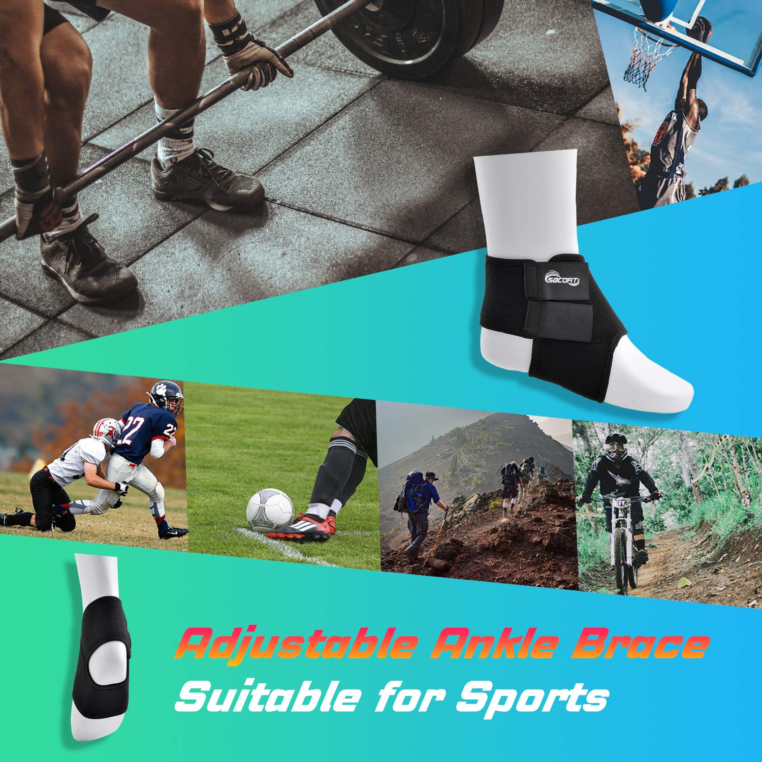 SaCOFIT Ankle Brace for Women & Men Adjustable Ankle Braces ankle compression sleeve for Plantar Fasciitis Chronic Ankle Strain Arthritis Torn Tendons Running Work Out