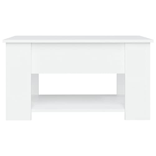 QJBSAVVA Coffee Table White 31.1"x19.3"x16.1" Engineered Wood,Nightstand Industrial Tables Side Tables Sofa Table Suitable for Meeting Rooms, Reception Rooms, Offices