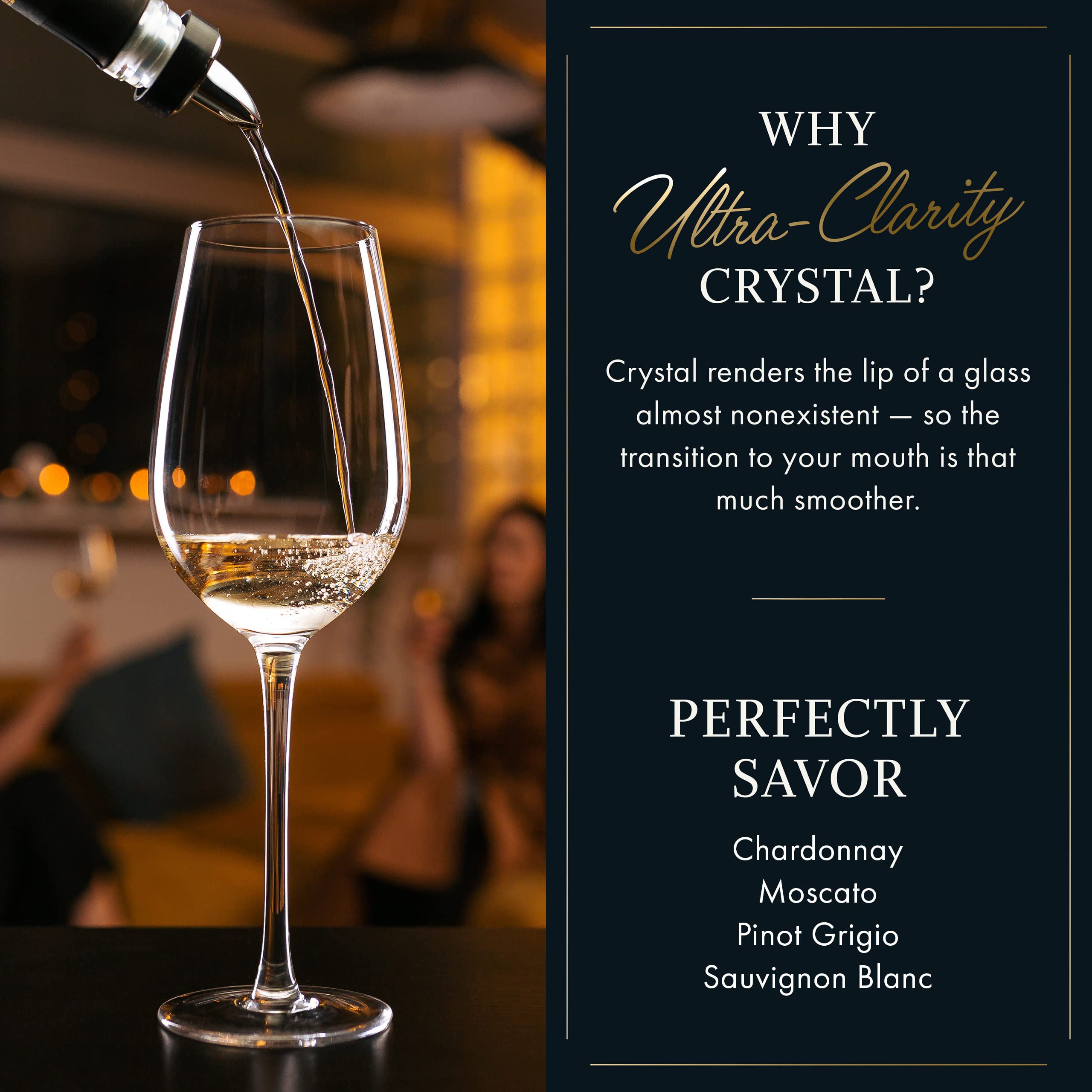 White Wine Glasses Set of 4 - Hand Blown Crystal Wine Glasses - Modern Long Stem Wine Glasses - Tall Chardonnay Wine Glasses with Stem For Wedding, Christmas, Wine Tasting, Wine Lovers - 18 oz, Clear