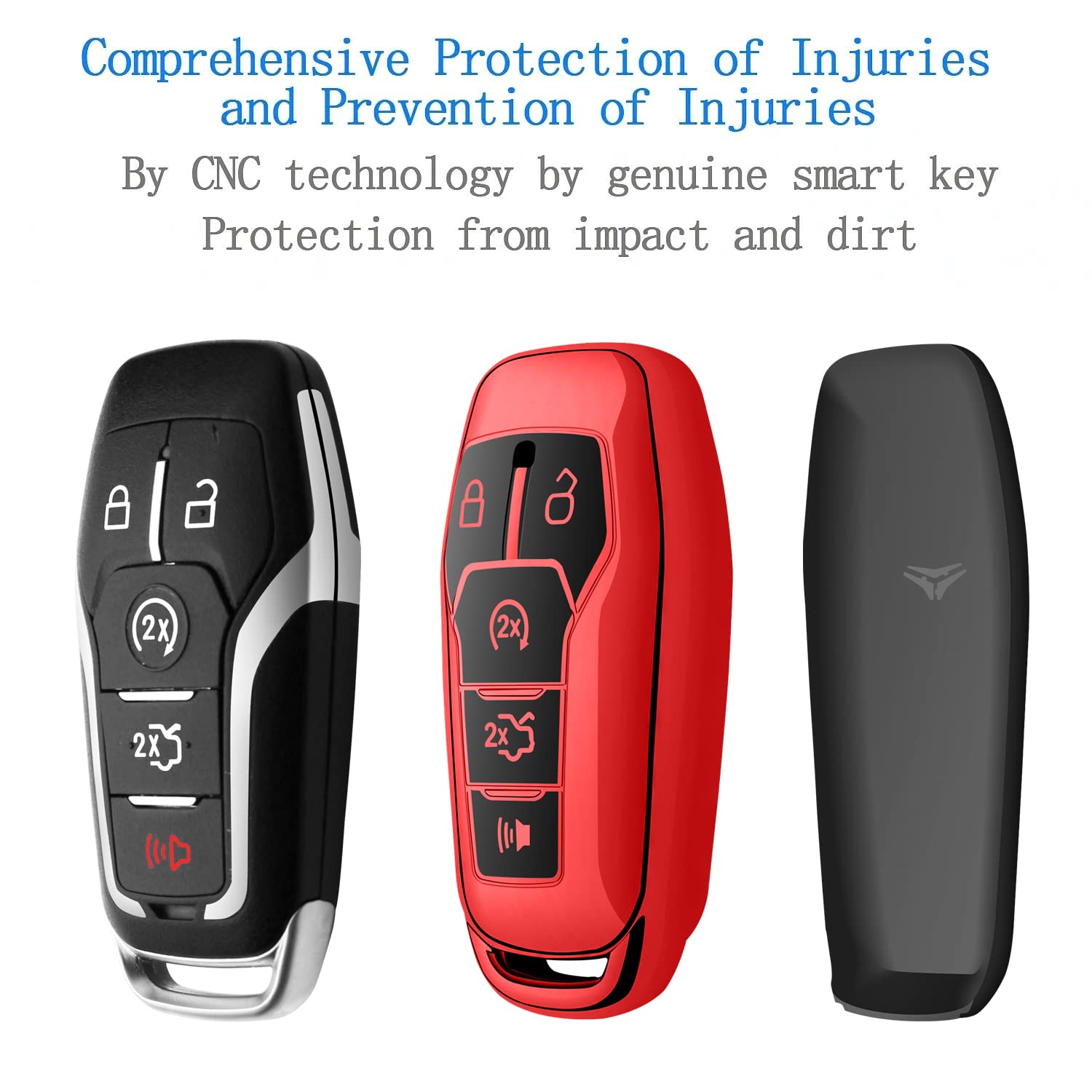 Tukellen for Ford Key Fob Cover Premium Soft Full Protection Key Case Shell Compatible with 2013-2016 Ford Fusion 2015-2017 Ford Mustang F-150 Explorer(Red)