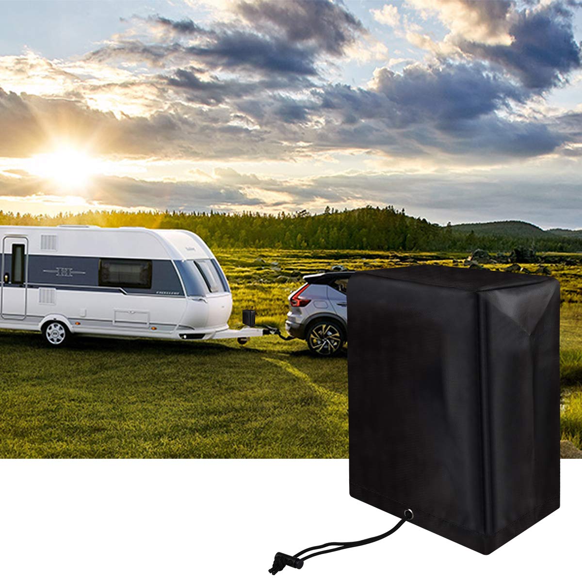 RV Electric Jacks Protective Cover, Hurricom Universal 600D Polyester Electric Tongue Jack Cover Trailer RV Electric Tongue Jack Protective Cover (Large Size 14″H x 5″W x 10″D)