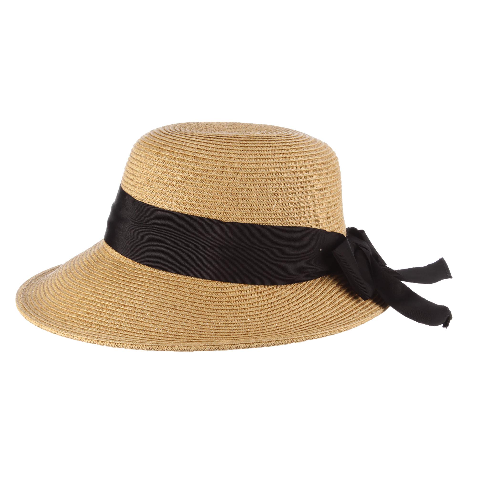 Scala Women's Paper Braid Hat with Dimensional Brim, Tea, One Size