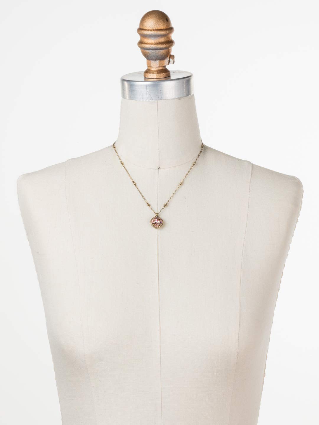Sorrelli Essentials Cushion-Cut Solitaire Pendant Necklace, Antique Gold-Tone Finish, Vintage Rose