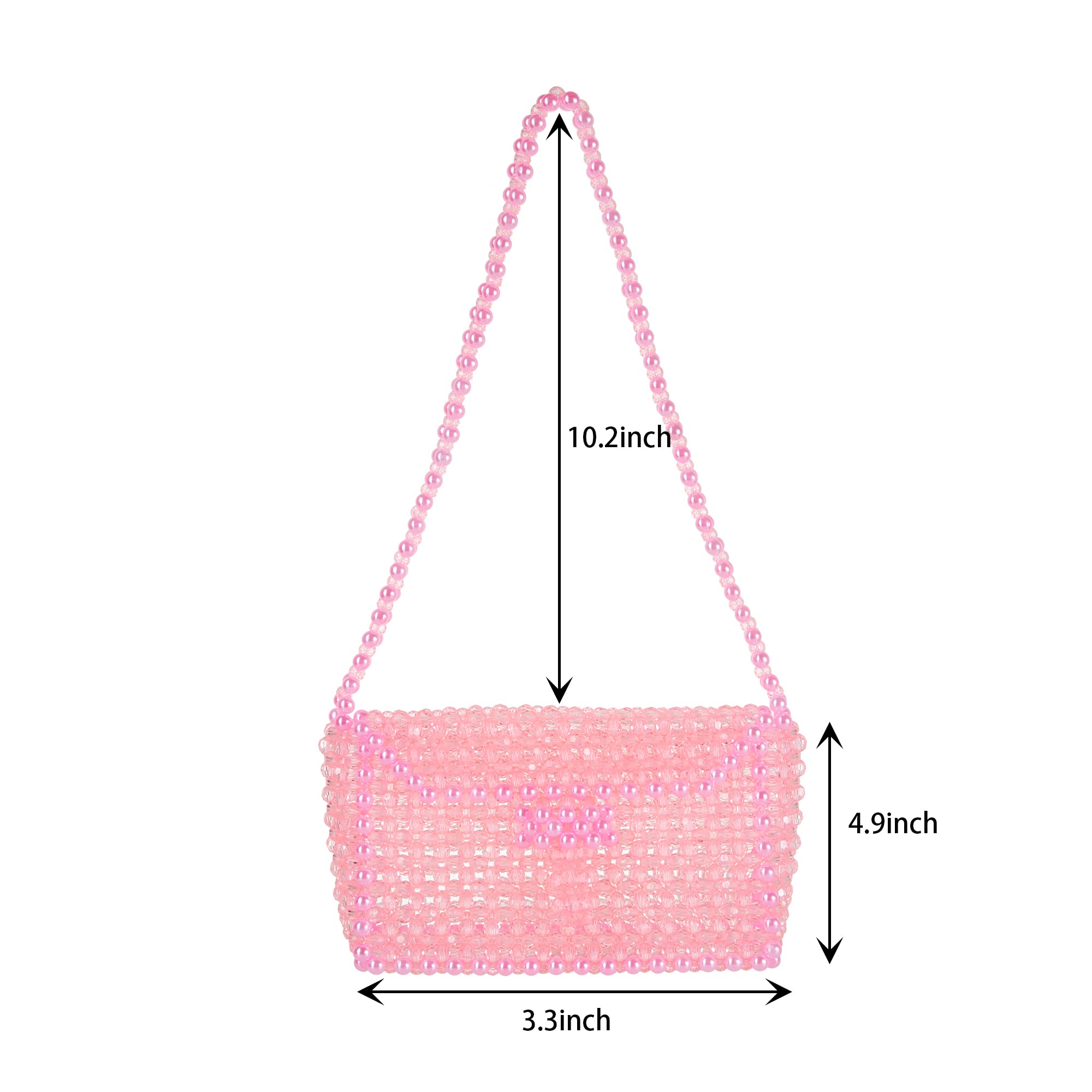 YUSHINY Women Acrylic Diamond Bead Transparent Shoulderbag Evening Shiny Message Bag for Girls (White)
