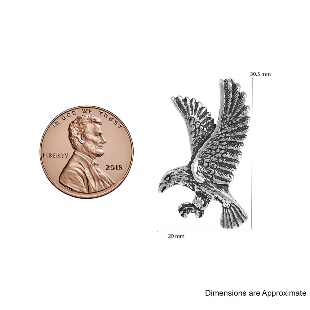 Raposa Elegance Sterling Silver Bald Eagle Slide Pendant (approximately 30.5 mm x 20 mm)