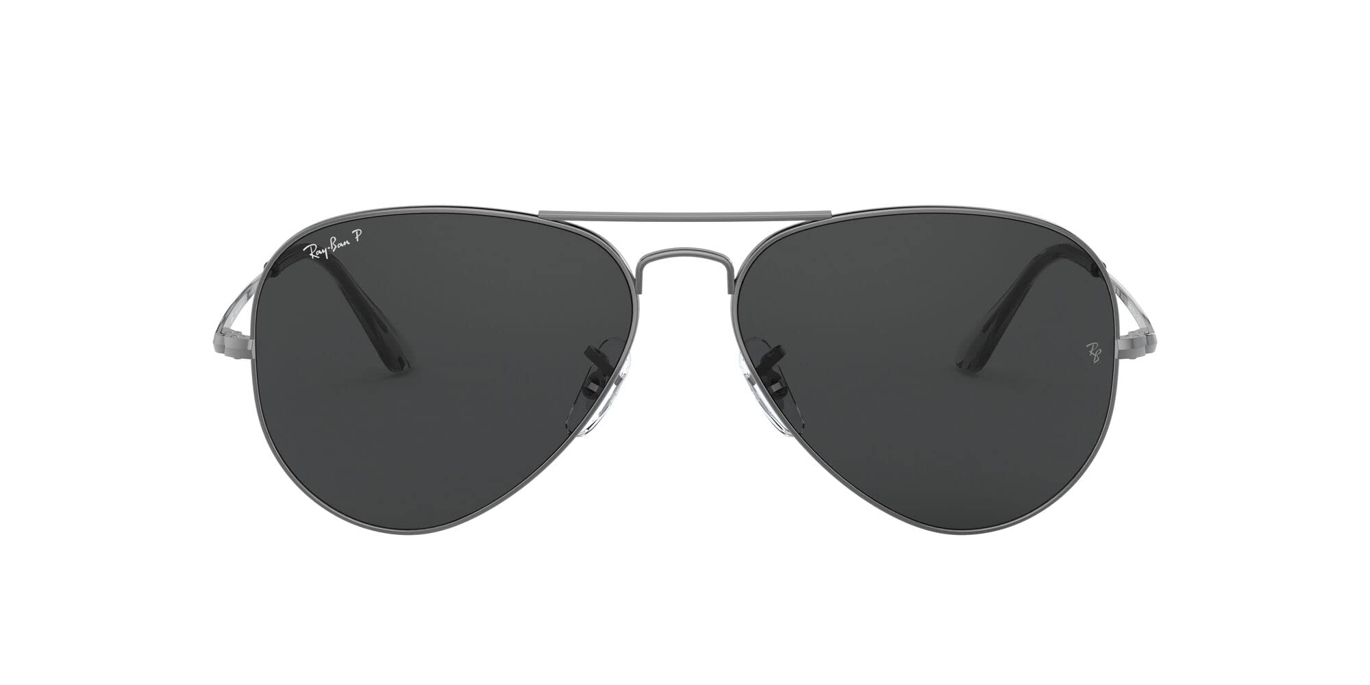 Ray-Ban RB3689 Aviator Metal II Sunglasses, Gunmetal/Polarized Black, 58 mm