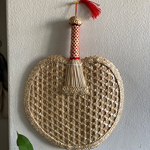 ZSQHD Hand-Woven Woven Straw Hand Fan Old Summer Natural Environmentally Friendly Hand-Woven Fan Decorative Round Fan