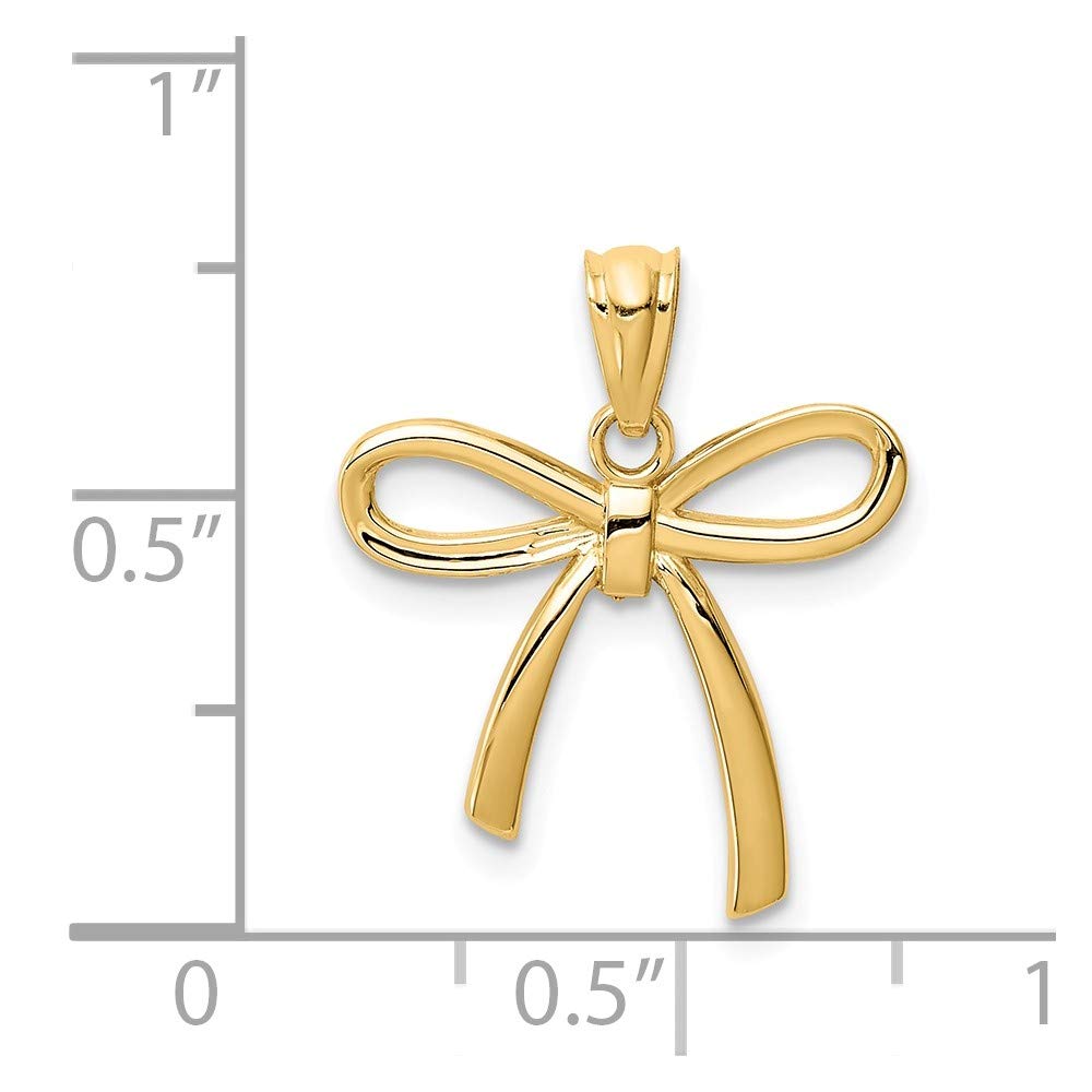 Solid 14k Yellow Gold Small Ribbon Bow Pendant Charm