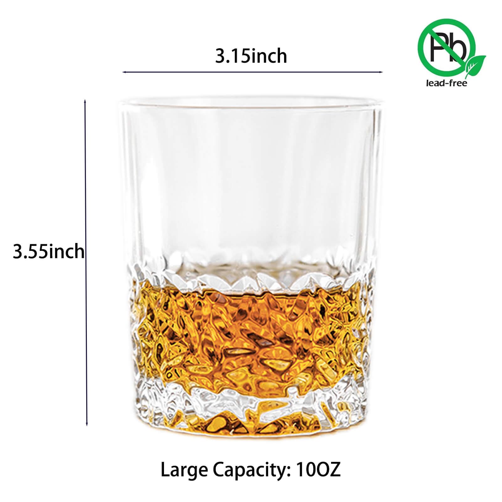 Whiskey Glasses,4-piece set (2 Crystal Glasses, 2 Round Ice Ball Molds) In Gift Box, 10 oz Old Fashioned,2.5 Inches Sphere Ice Ball,Cocktails,Brandy,Whiskey Gift for Men at Home Bar