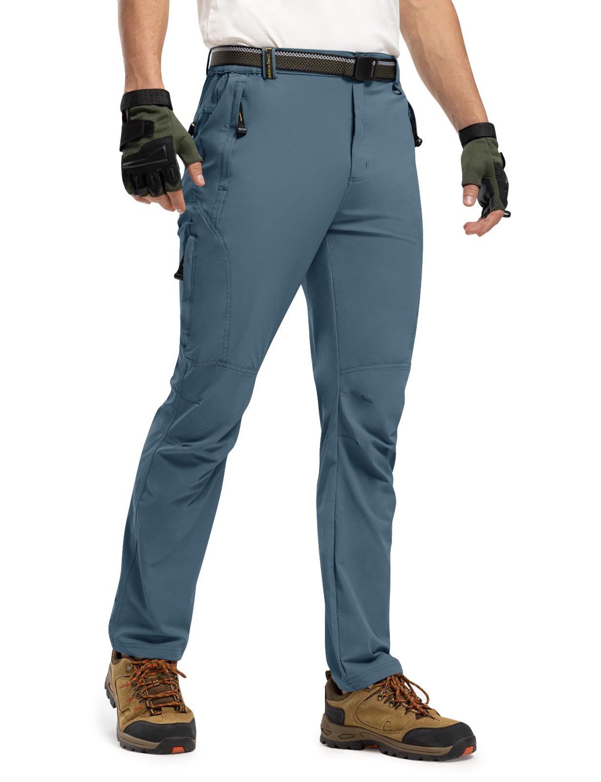 TBMPOY Men's Lightweight Hiking Pants Quick Dry Mountain Fishing Camping Travel Outdoor Pants Thin Stone Blue M