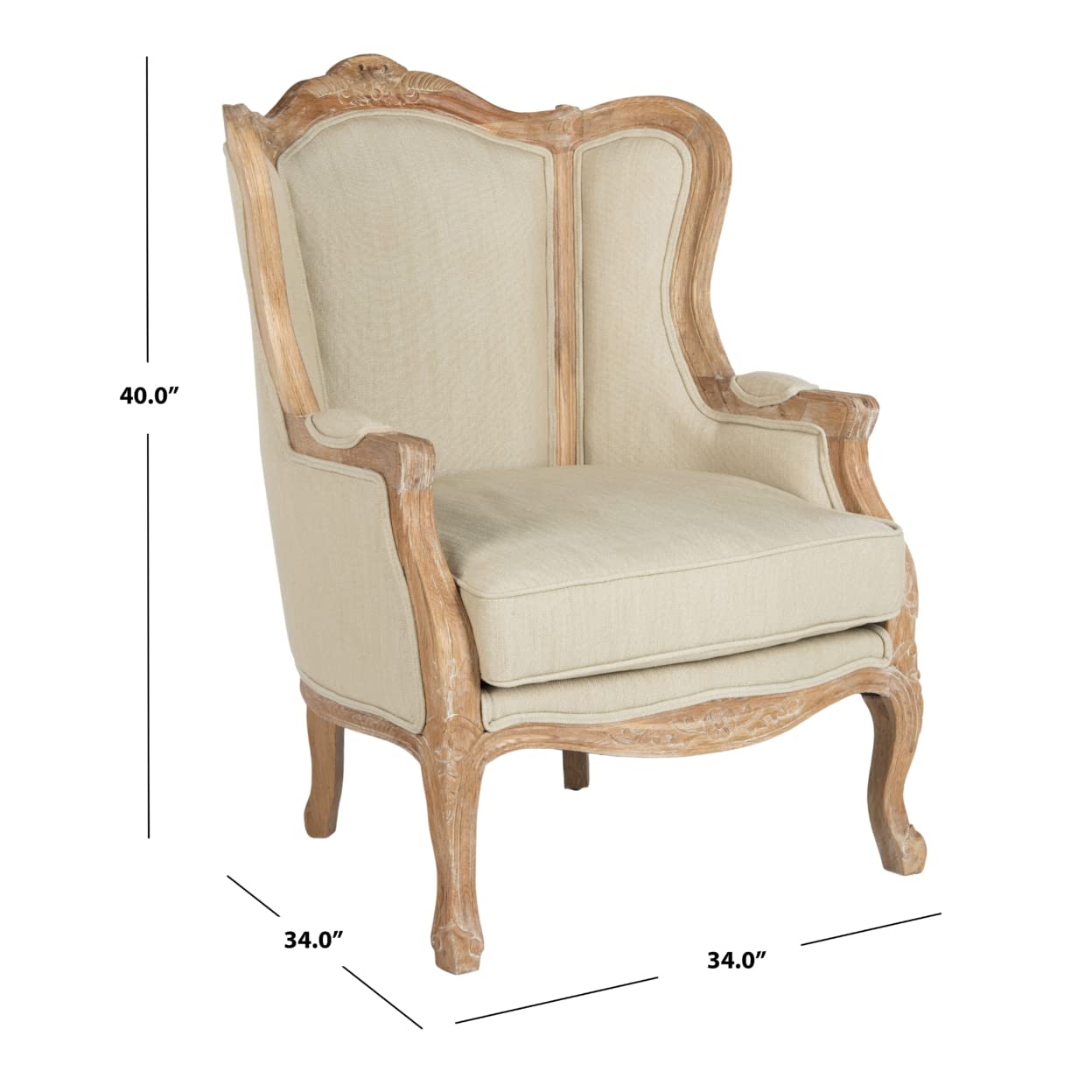 Safavieh Mercer Collection Fallon Natural Linen Wing Chair