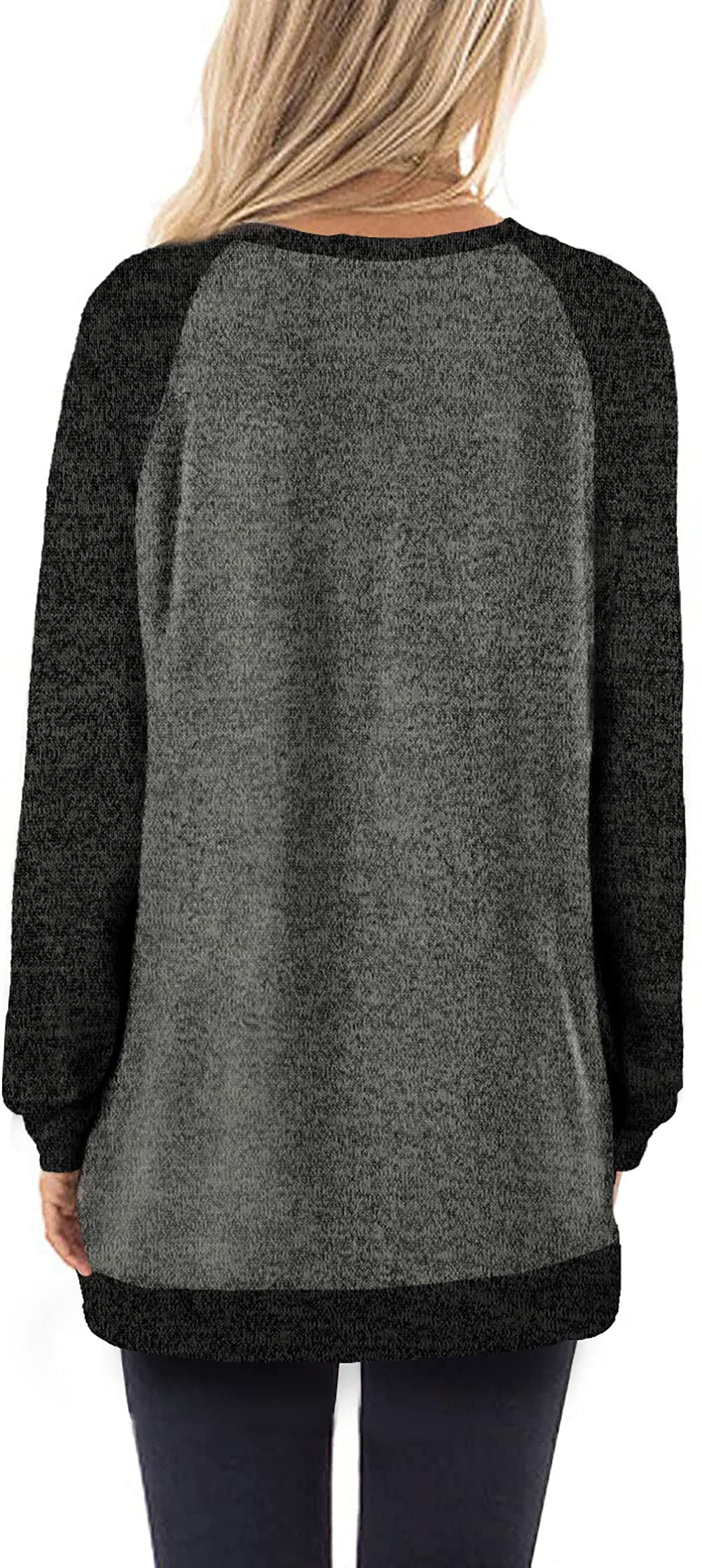 Tunic Sweatshirts for Women, Loose Long Sleeve Tunic Tops with Pockets Dark Gray L