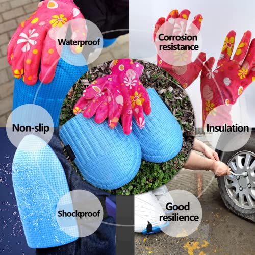 XINGJUHUI Gardening Knee Pads And Garden Gloves, Lightweight EVA Foam Kneeling Pads Suitable for Gardening, Housework, Flooring, And Basically Any Situation That Required To Be On Your Knees.