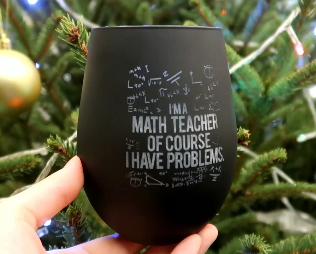 Valentines Day Gifts for Math Teacher, Math Teacher Funny Wine Glass Gift Set, Math Teacher Must Haves