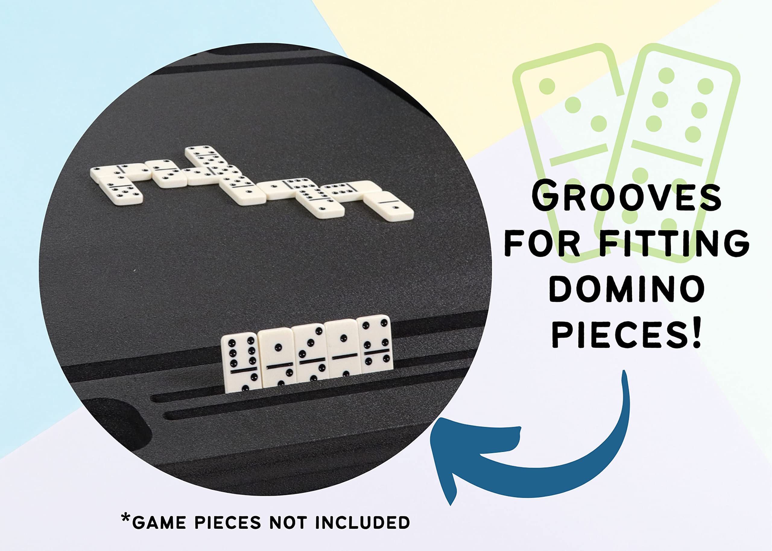 Polar Whale Large Floating Dominoes Table Deluxe Tray for Pool or Beach Party Game Float Lounge Durable Black Foam 3 Feet Wide with Drink Holders and Domino Slots