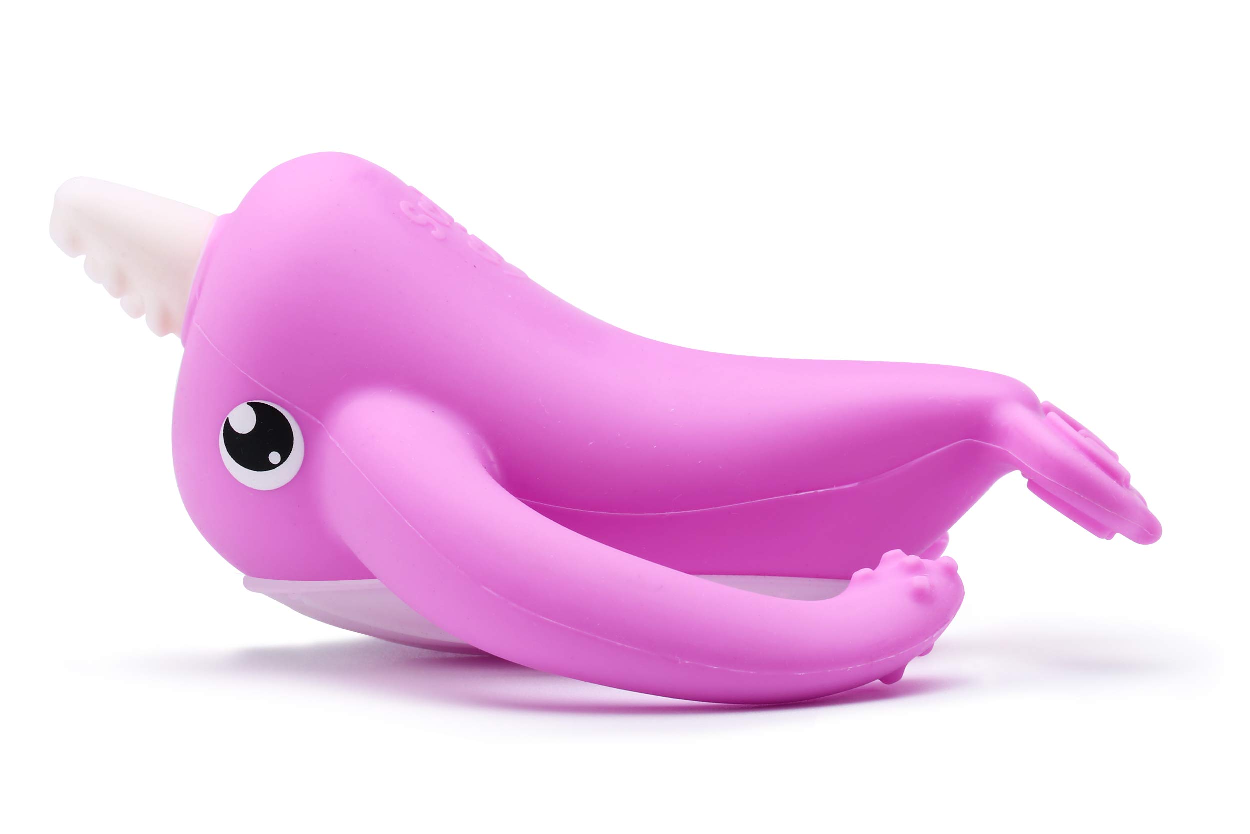 Smily Mia Nora Narwhal Soft Silicone Teething Toy/Toothbrush with Two Handles for 3M+ Babies Teething Pain Relief,Purple